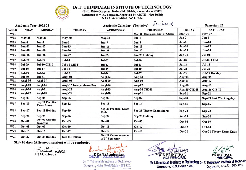 Academics | DrTTIT - Dr. T. Thimmaiah Institute Of Technology